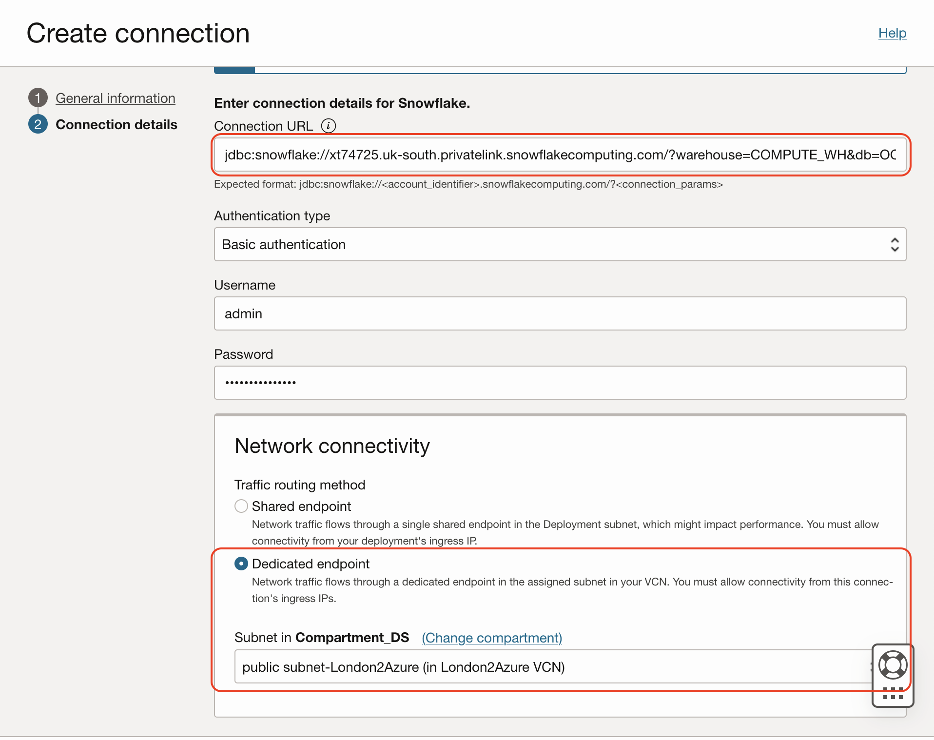 Connecting OCI GoldenGate to Snowflake Private Endpoints