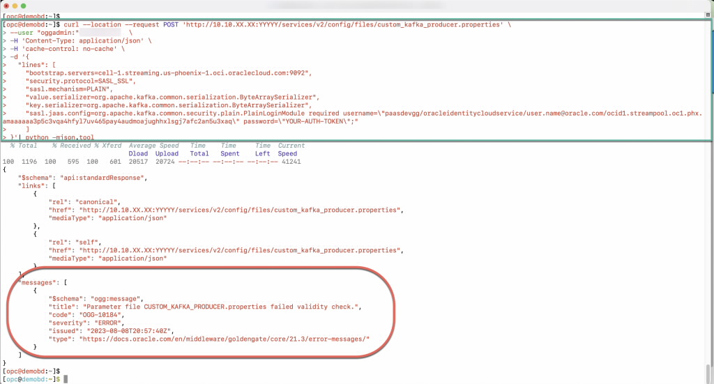 GoldenGate REST API's Call to replicate the data to Oracle Cloud Infrastructure (OCI) Streaming ...