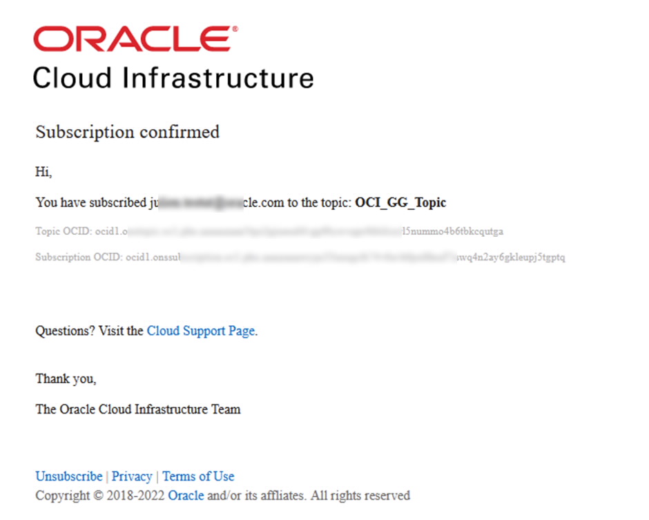 Create Notifications for Oracle Cloud Infrastructure GoldenGate