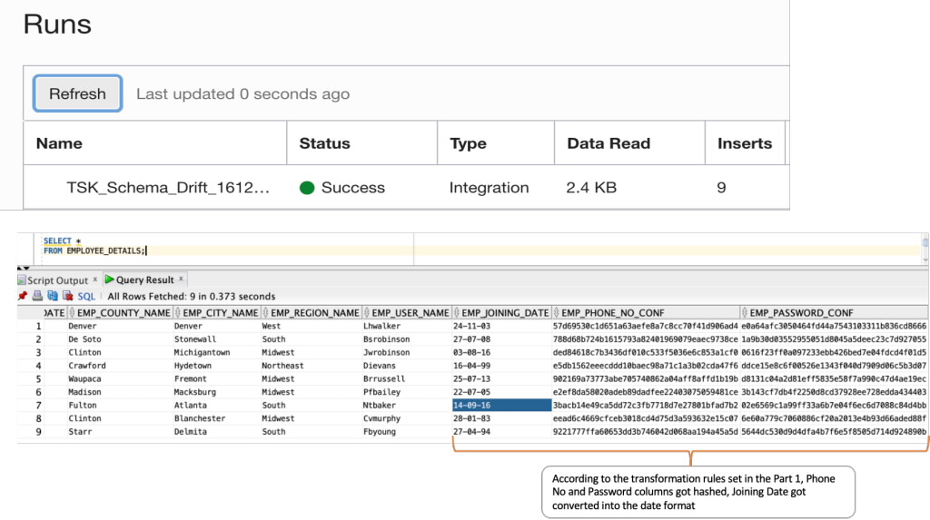 Schema drift in Oracle Cloud Infrastructure Data Integration